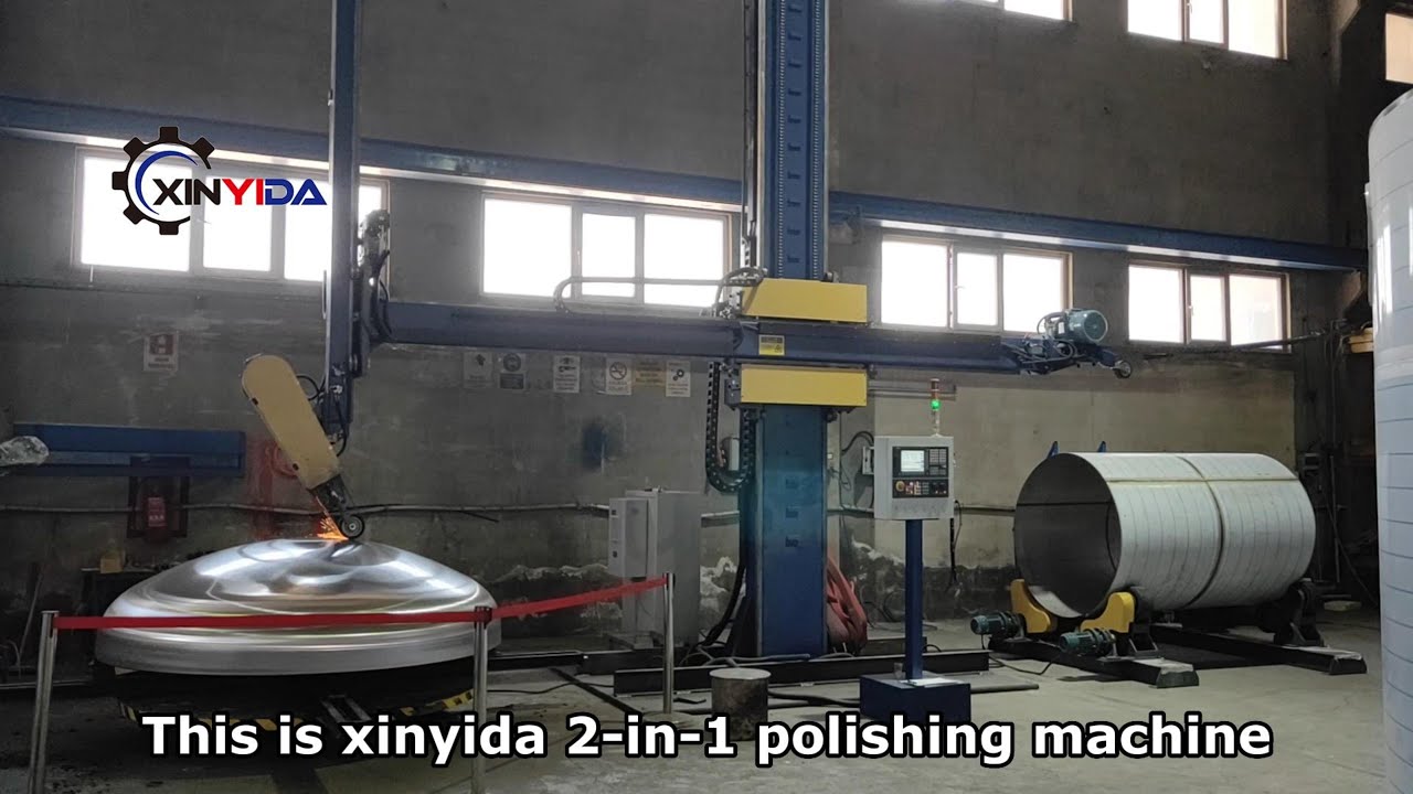 XINYIDA 2-in-1 dish head and tank shell polishing machine - YouTube