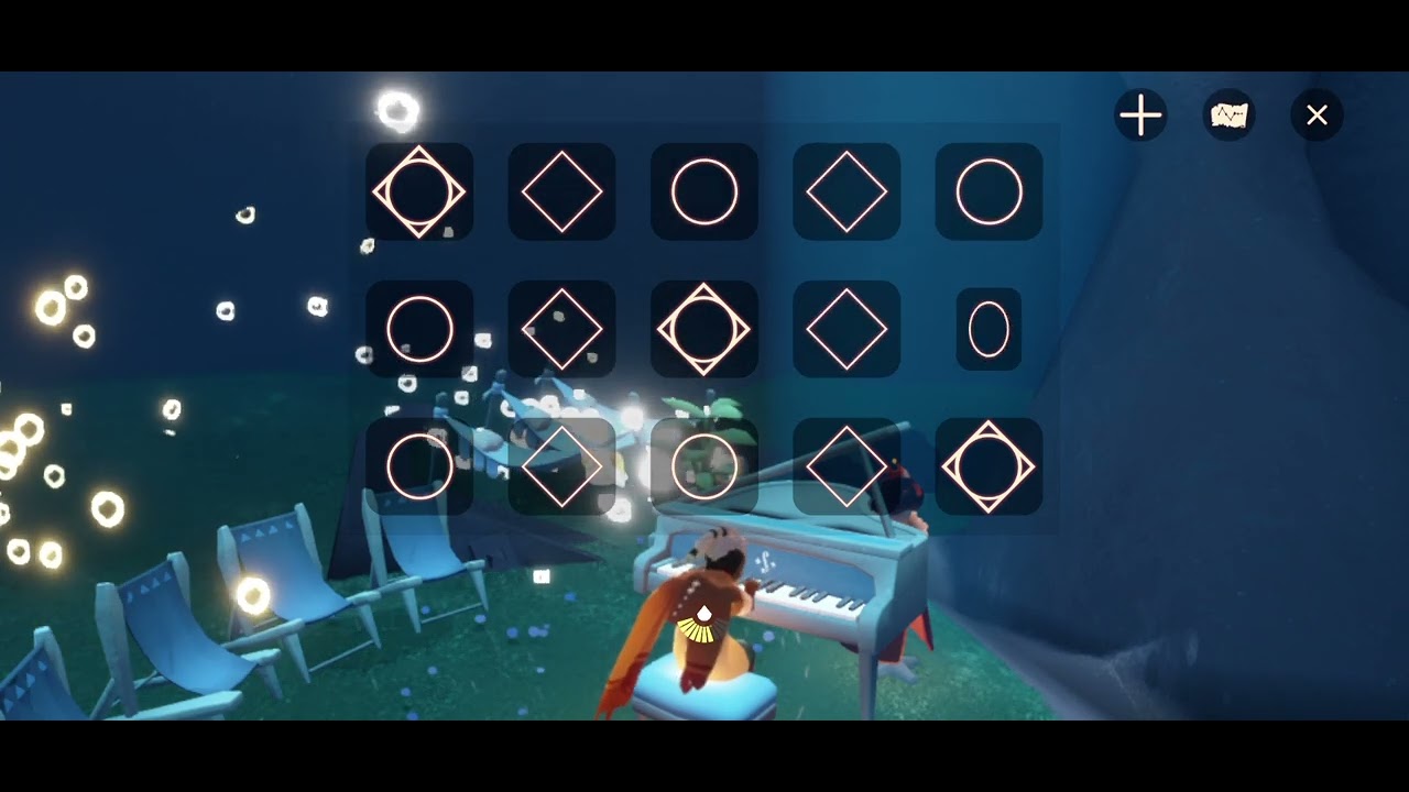 Record playing the piano on Sky: Chorus to the song Obsidian Shell ...