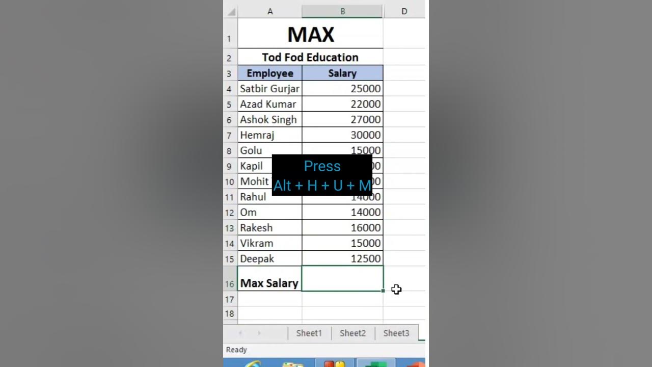 #shorts | 🔥 Find Maximum Salary in #excel #msexcel #shorts #computer #education #tricks - YouTube