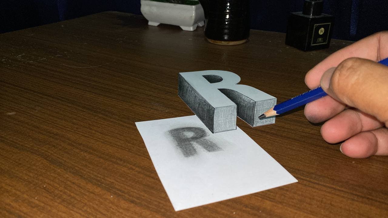 How to Draw 3D Letter R - Drawing 3D Letter R -Trick Art on Paper for ...