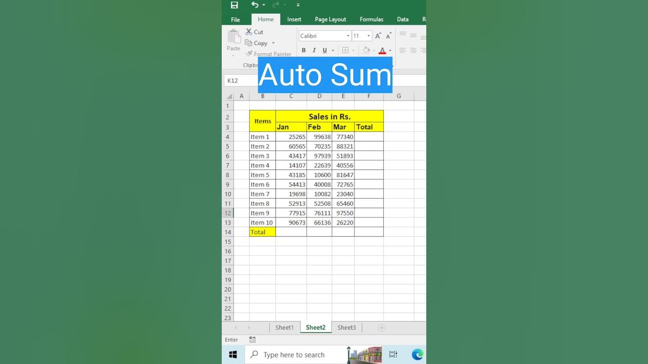 Auto Sum In Excel viralshorts auto-sum-in-excel-viralshorts