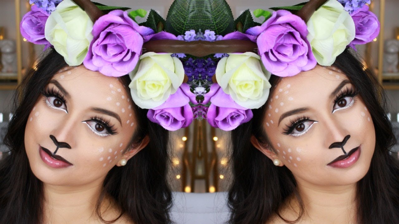 BAMBI HALLOWEEN MAKEUP + DIY ANTLER CROWN! 🎃 - YouTube