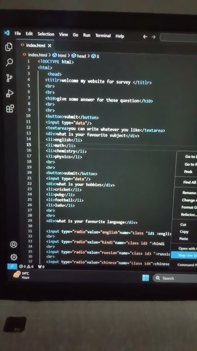 Survey Form Using Html Create Website Using Html Coding Html Css Youtube