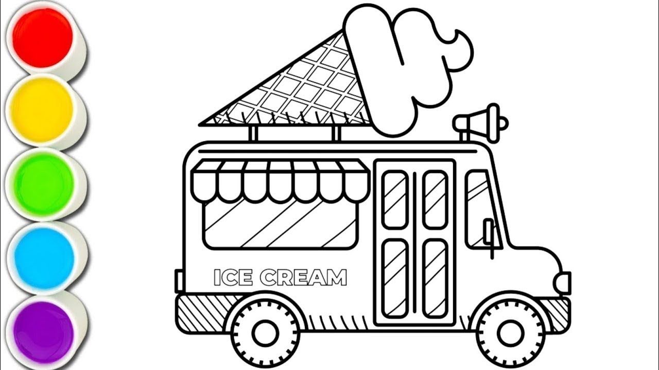 Cute Truck ice cream,Ice Cream Truck drawing for kids & toddlers - YouTube