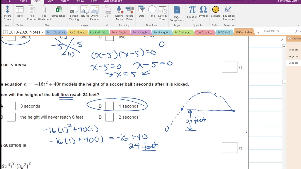 Algebra 1 Spring Final Review #11 17 - YouTube