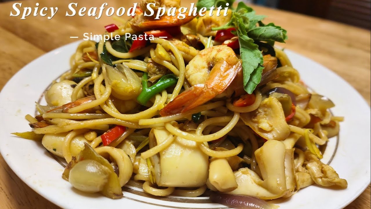 Spicy Seafood Spaghetti Recipe | Simple Pasta, Asian Style - YouTube
