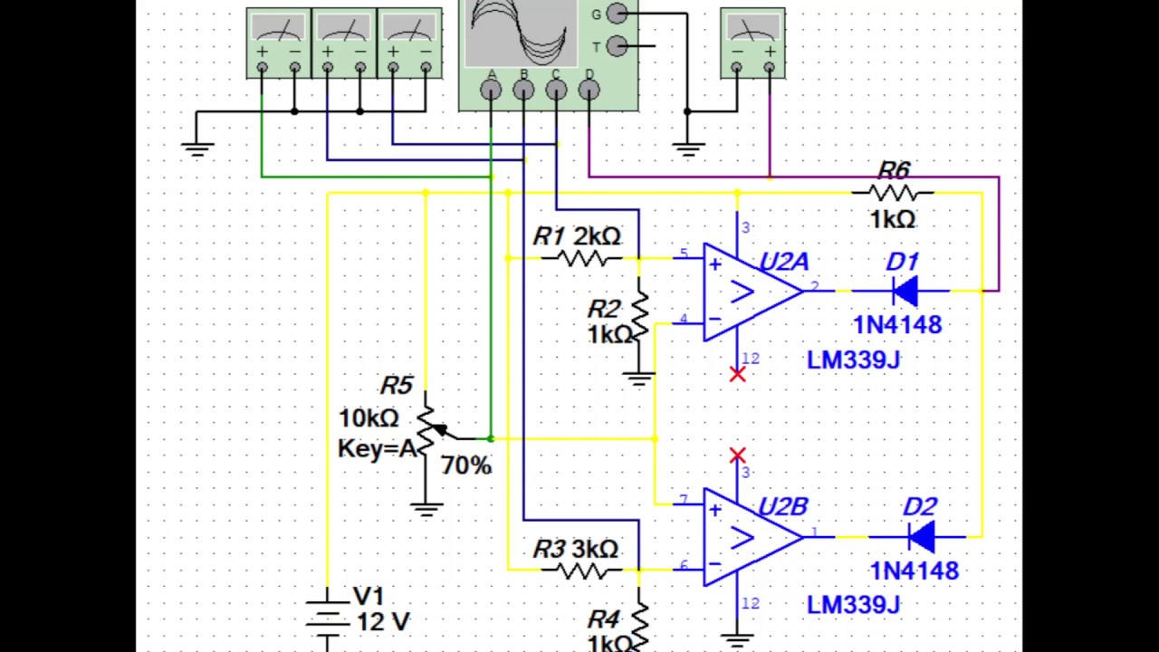 Detector de limite duplo com AO simulado no MULTISIM - YouTube