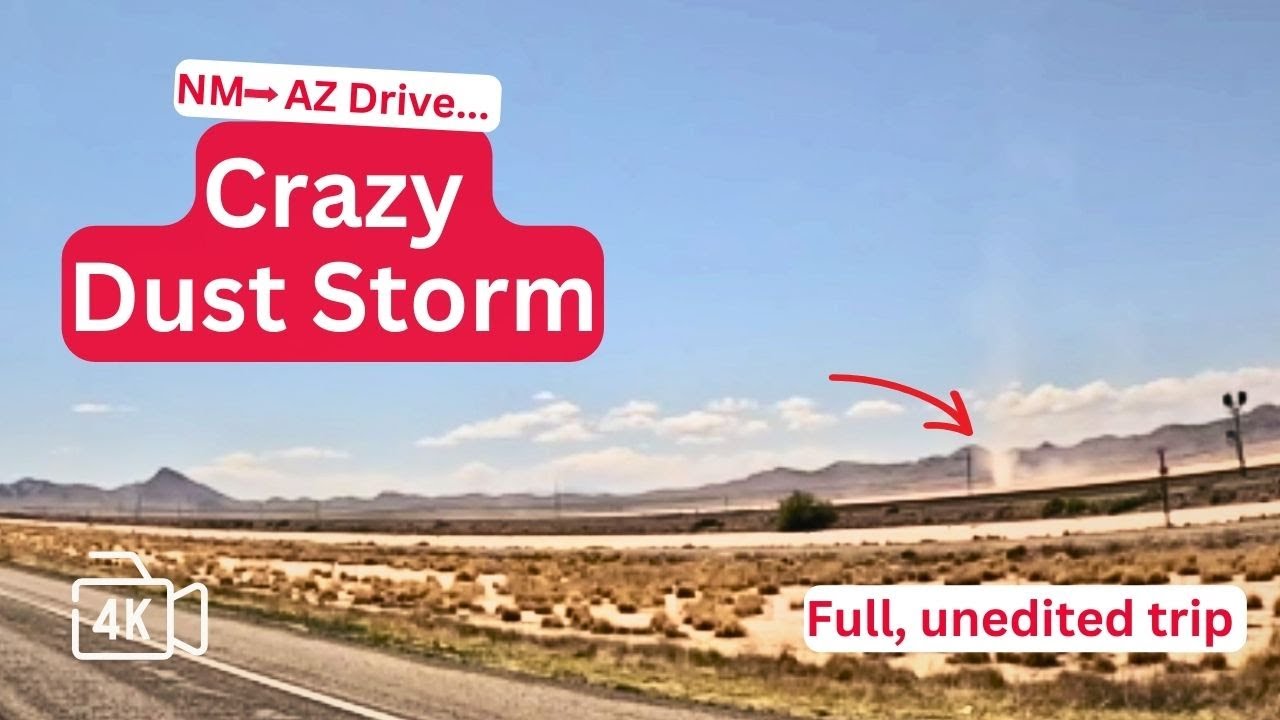 Crazy Dust Storm! New Mexico to Arizona | Wind Gusts 50+ from Las ...