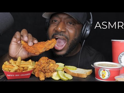 ASMR EATING DAVES HOT CHICKEN MUKBANG (NO TALKING) TCASMR