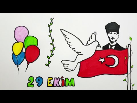 29 ekim Resmi Çizimi Türk Bayrağı, Atatürk Çizimi