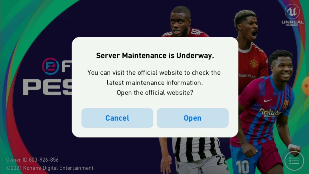 Server Maintenance underway in pes 2021 mobile - YouTube