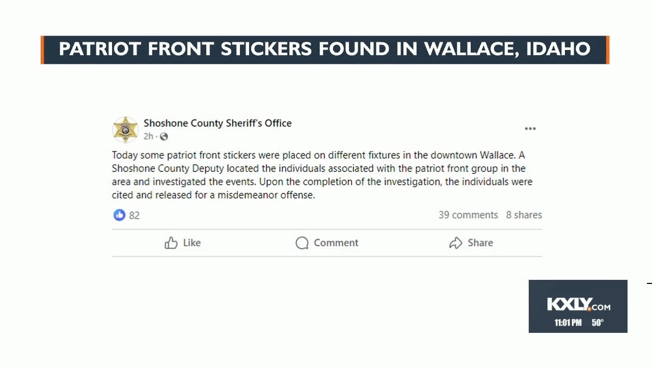 Patriot Front stickers found in downtown Wallace - YouTube
