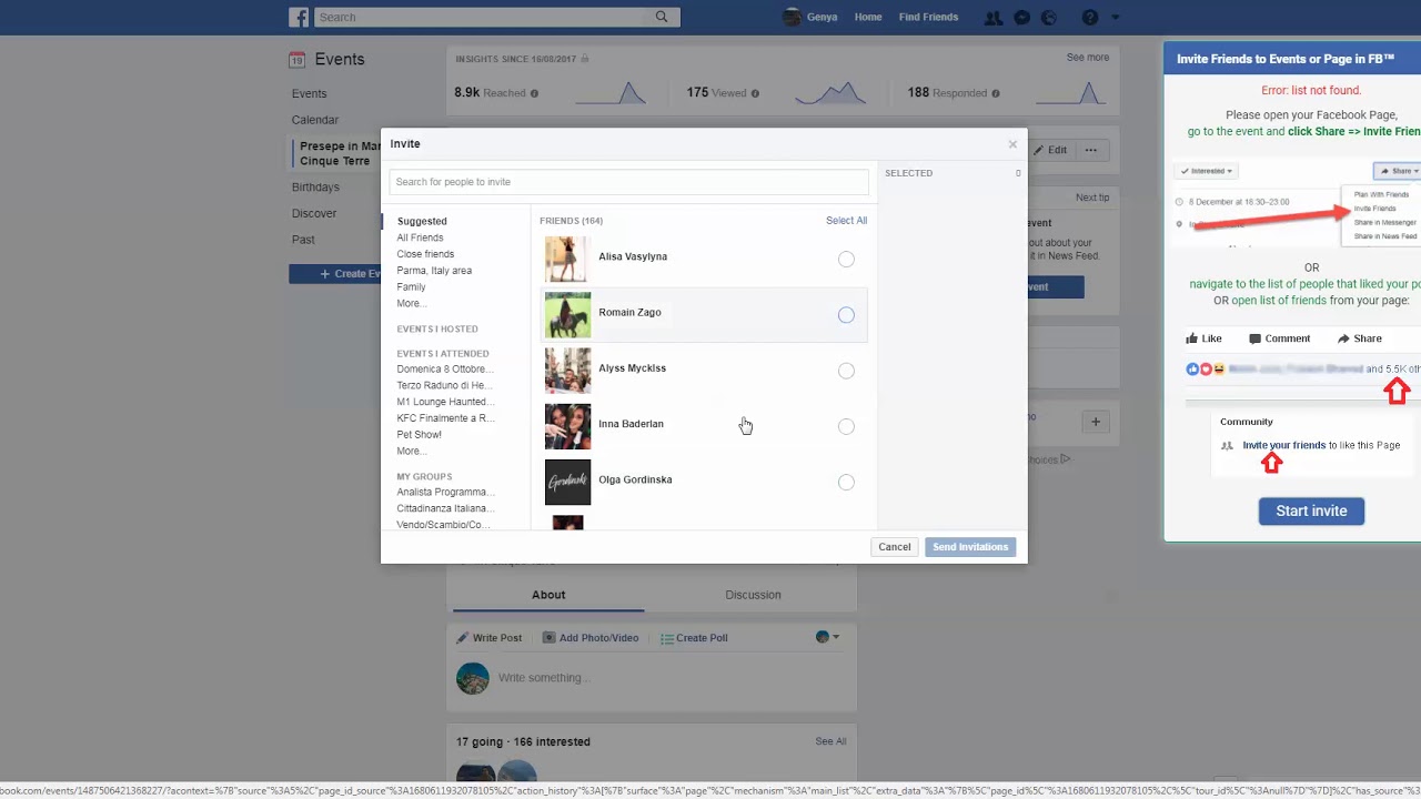 How to invite friends to the Facebook event in 1 click - YouTube