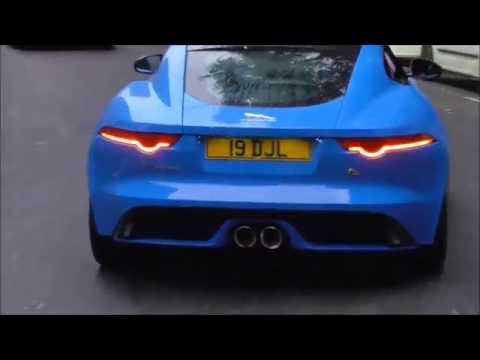 beautiful jaguar F-Type in French racing blue in london!!! - YouTube
