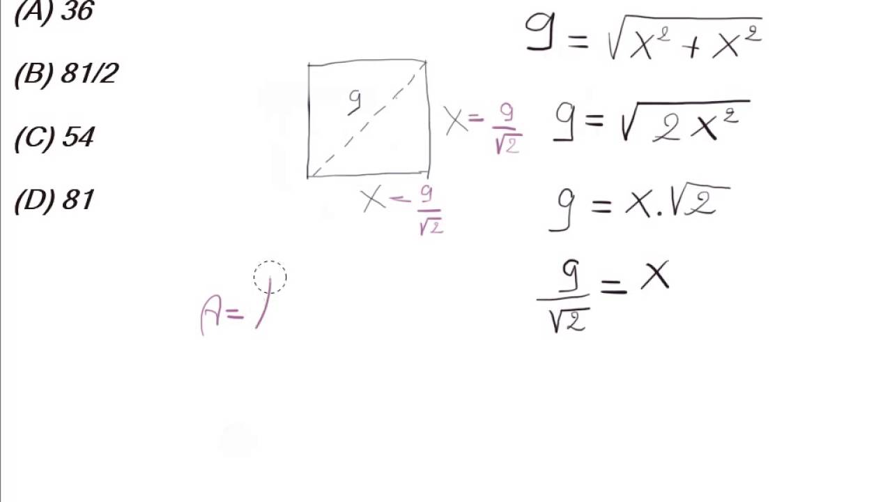 EJERCICIOS SENESCYT: CALCULE EL AREA EN CM2 DE UN CUADRADO DE DIAGONAL ...