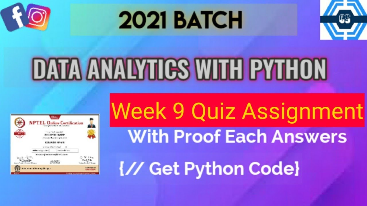 Data Analytics With Python Week 9 Answers 2021 Nptel Youtube