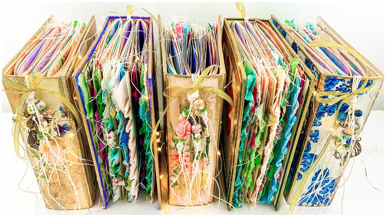 FLIP THROUGH! 5 New JUNK JOURNALS - Hardcover, Hand-painted, Lots of ...