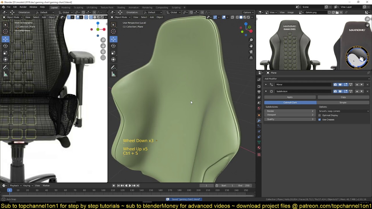 modeling a gaming chair in blender 2.82 part 4 - YouTube