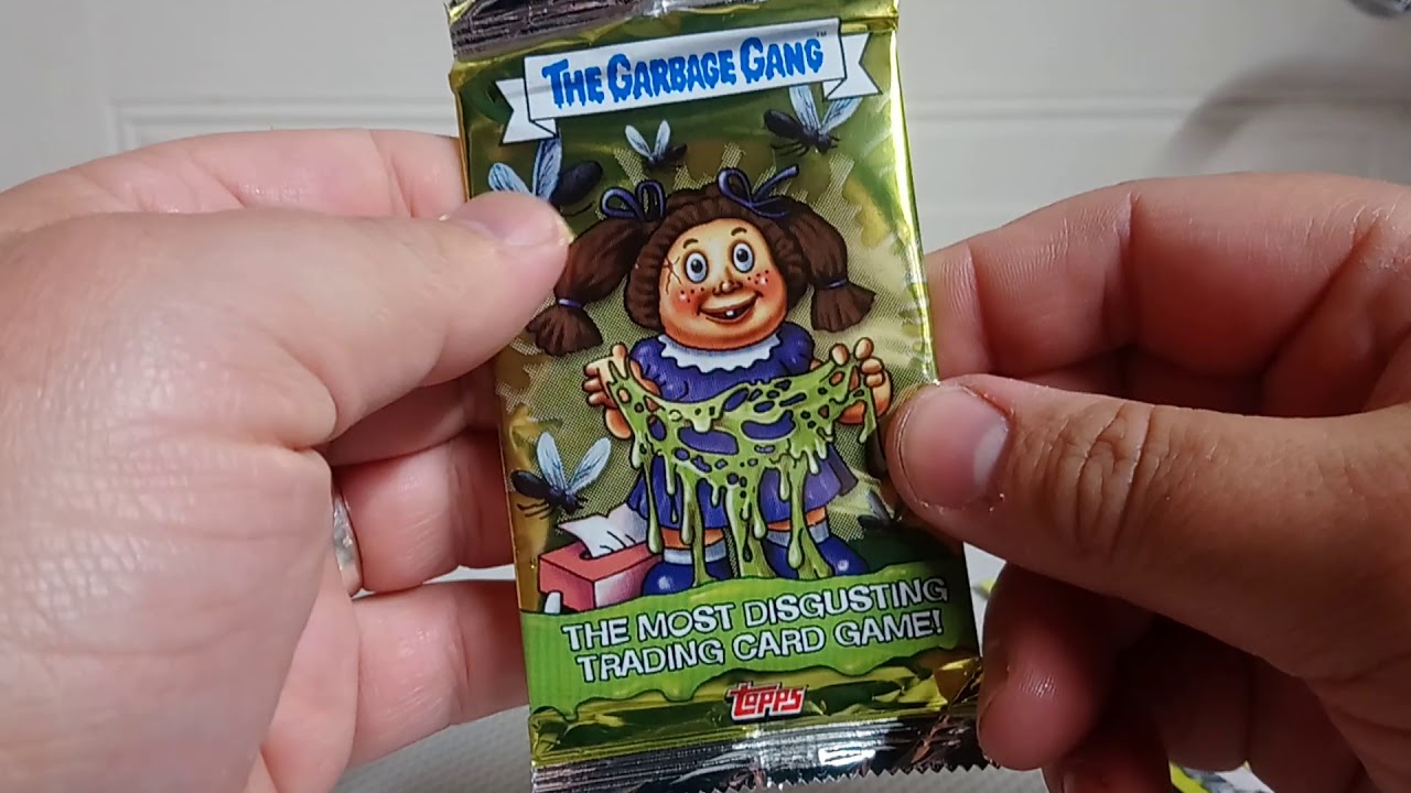 Garbage pail kids the garbage gang trading cards pack opening - YouTube