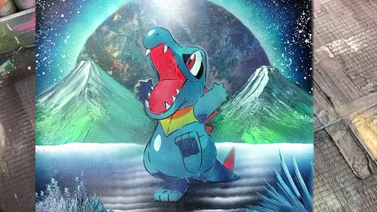 Totodile (Pokémon) spray painting! - YouTube