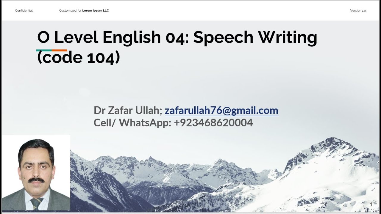 O Level English 04. Speech Writing. Code 104 - YouTube