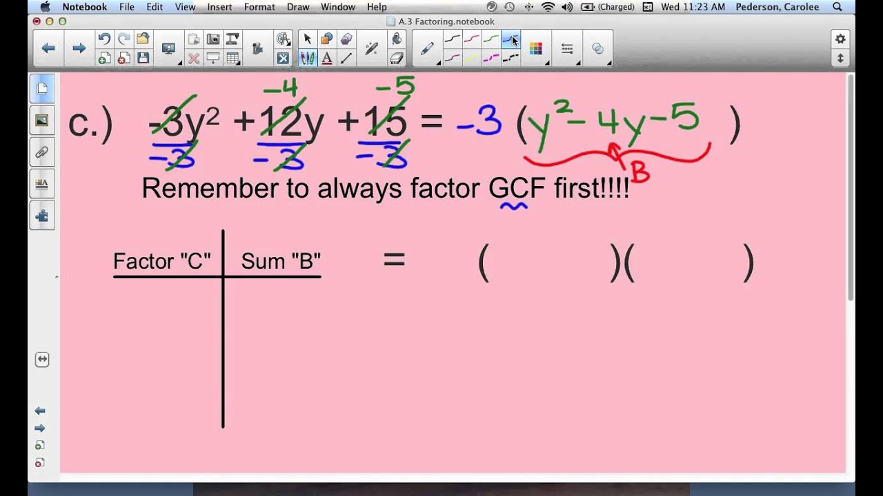 factoring by Chart method, example 2 - YouTube
