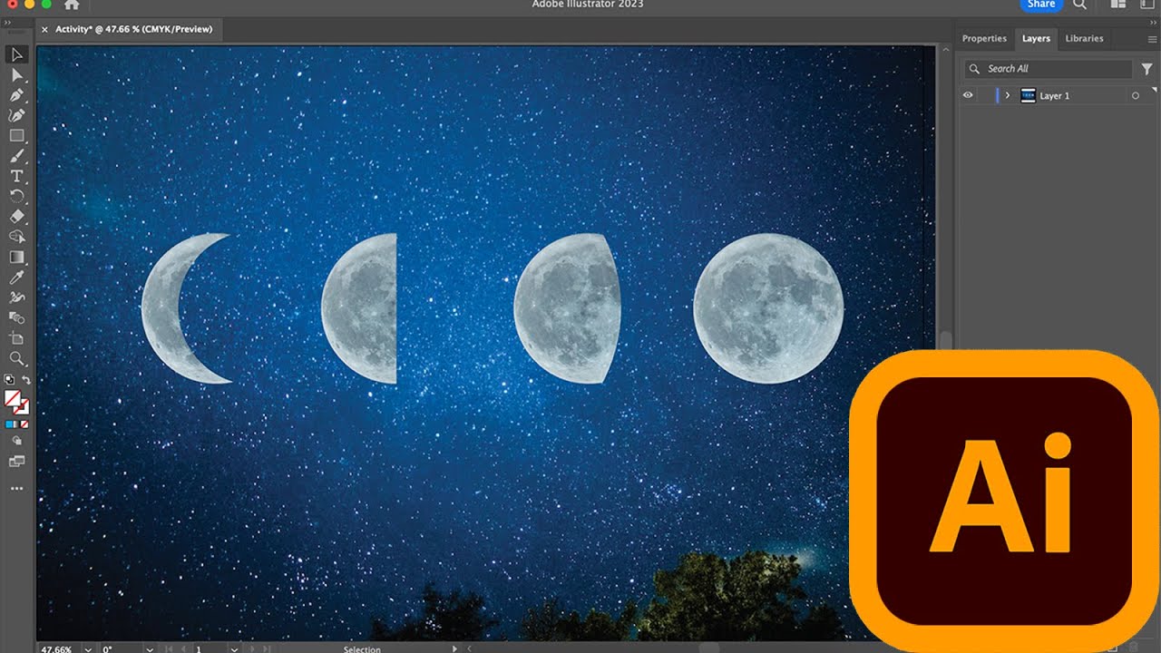 Illustrator | How to create Phases of the Moon - YouTube