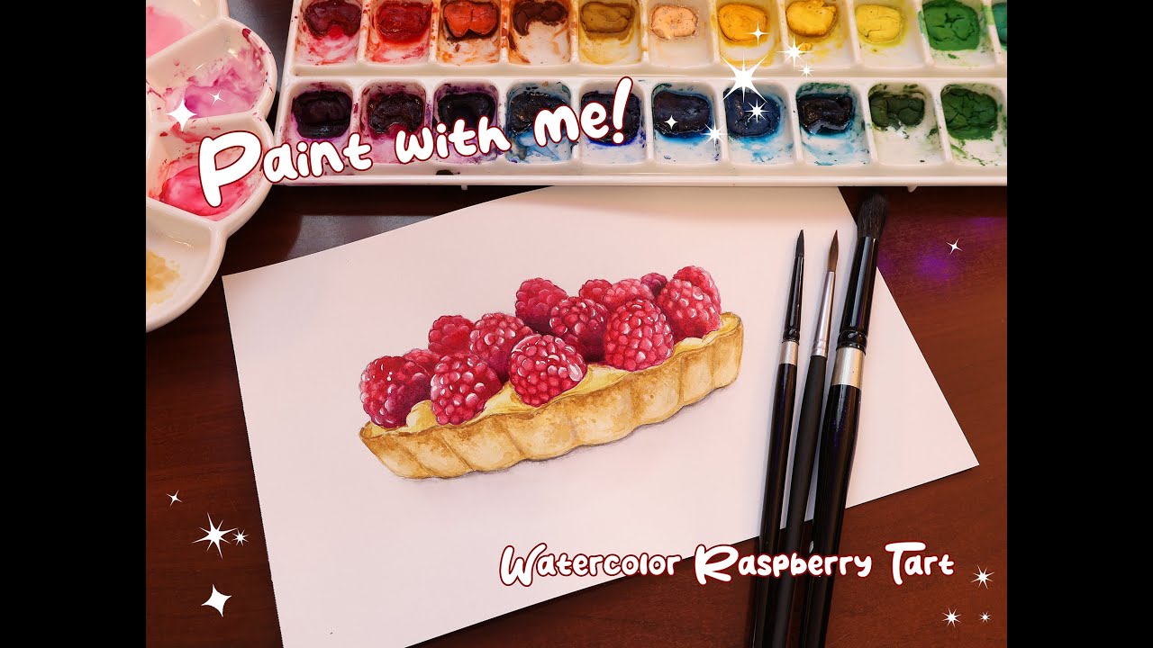 Paint with Me 🎨 | Watercolor Food Illustration | Raspberry Tart 🥧 - YouTube