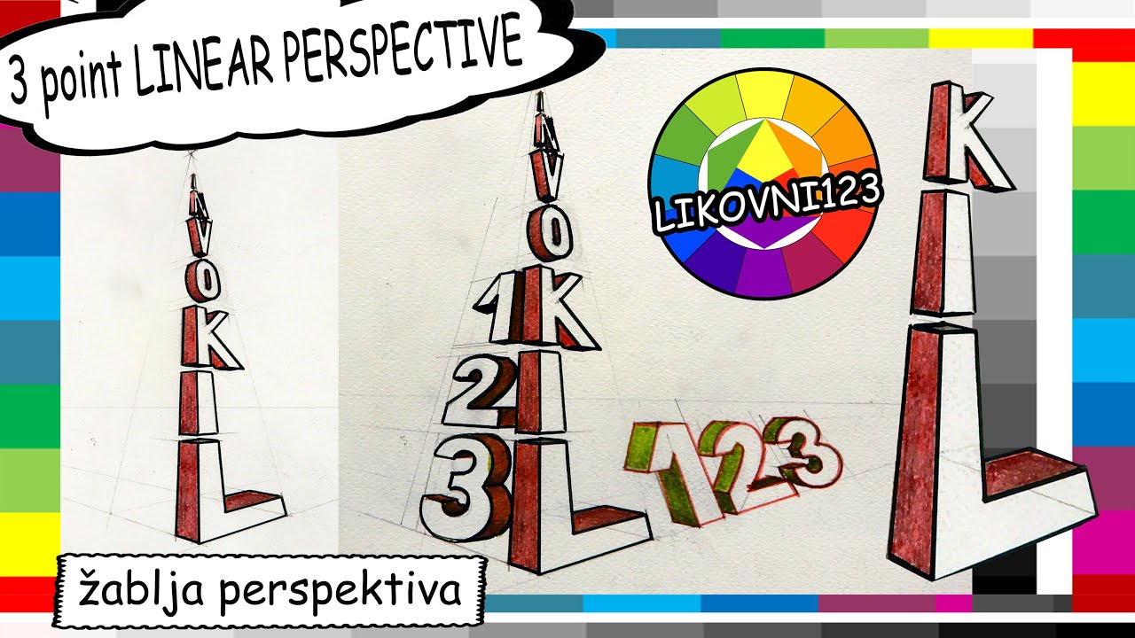LINEARNA PERSPEKTIVA 3 očišta -crtamo slova /Two point perspective ...