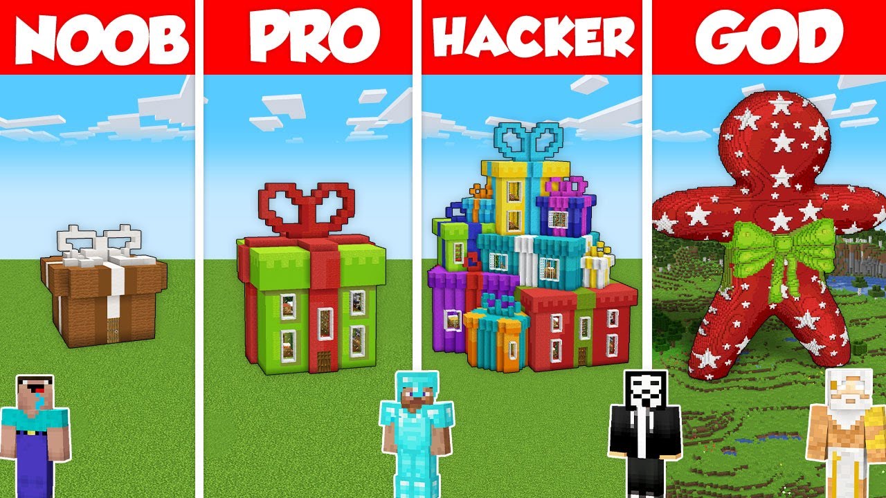 CHRISTMAS PRESENT HOUSE BUILD CHALLENGE - Minecraft Battle: NOOB vs PRO ...