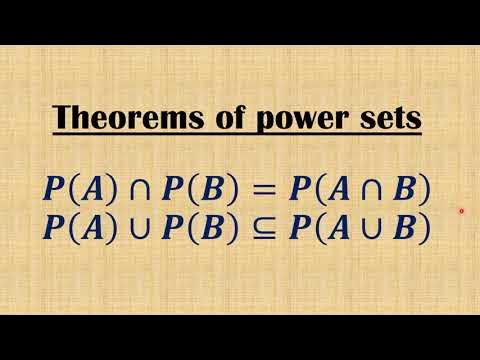 theorems on power sets |𝑷(𝑨)∪𝑷(𝑩)⊆𝑷(𝑨∪𝑩)| P(𝐴∩𝐵)=𝑃(𝐴)∩𝑃(𝐵)| sets - YouTube