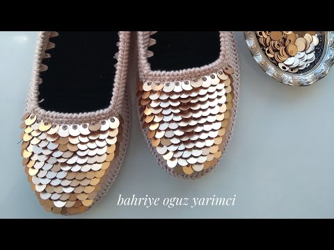 Keçe taban uzerine pullu babet yapımı(37_38 no) #crochet #shoes #pinterest #ceyizlikpatik