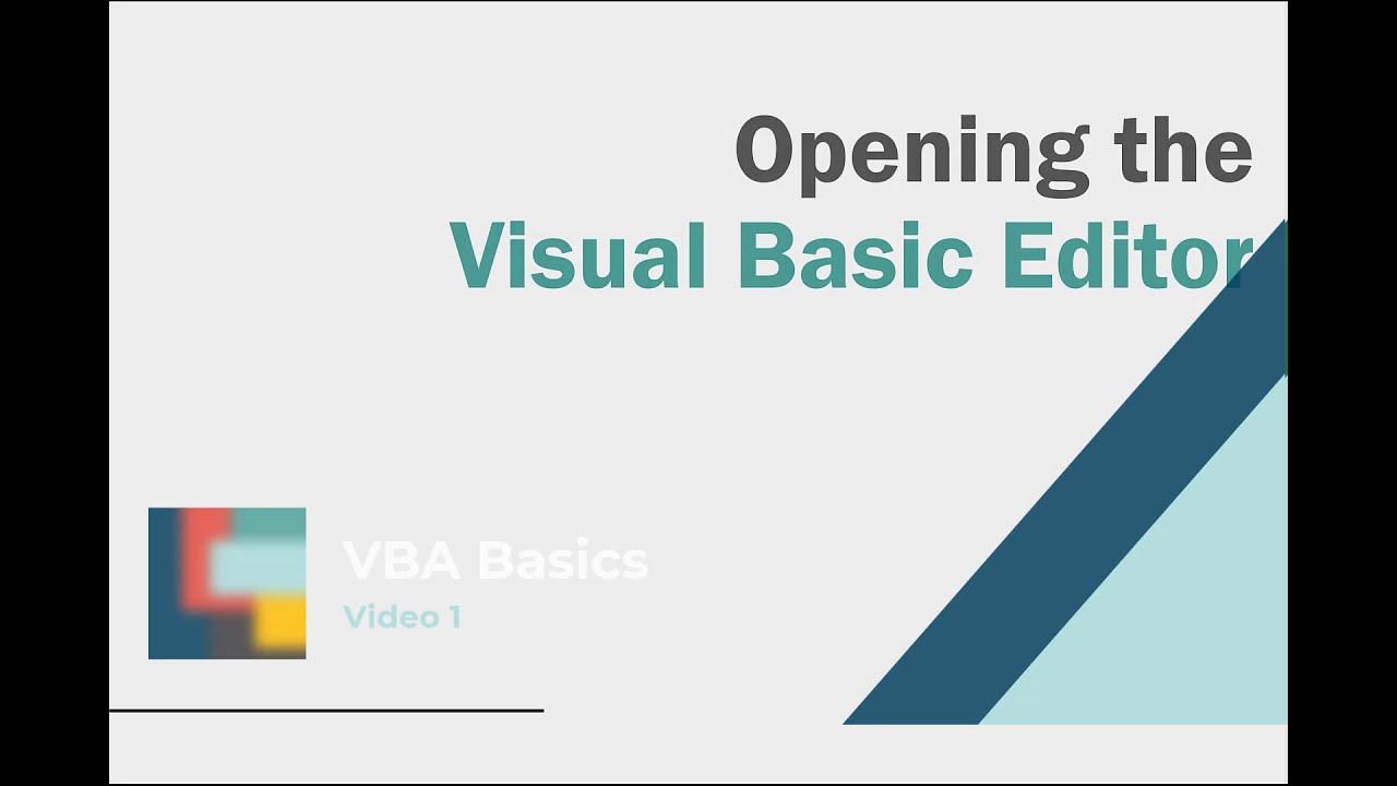 Opening Visual Basic Editor (Exercise) - YouTube