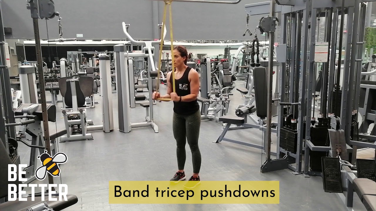 Band tricep pushdowns - YouTube