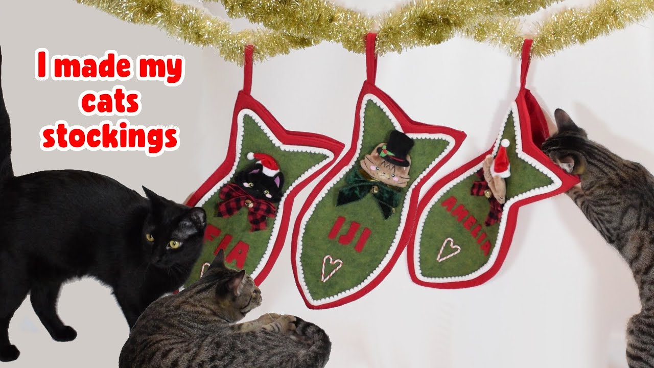 I made my cats custom stockings for Christmas - YouTube