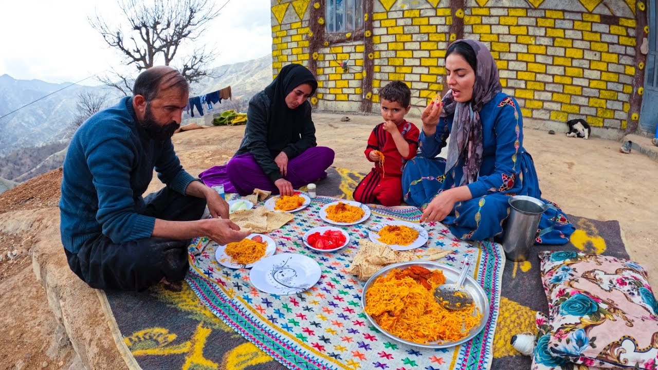 Nomadic life in the mountains: eating delicious food - YouTube