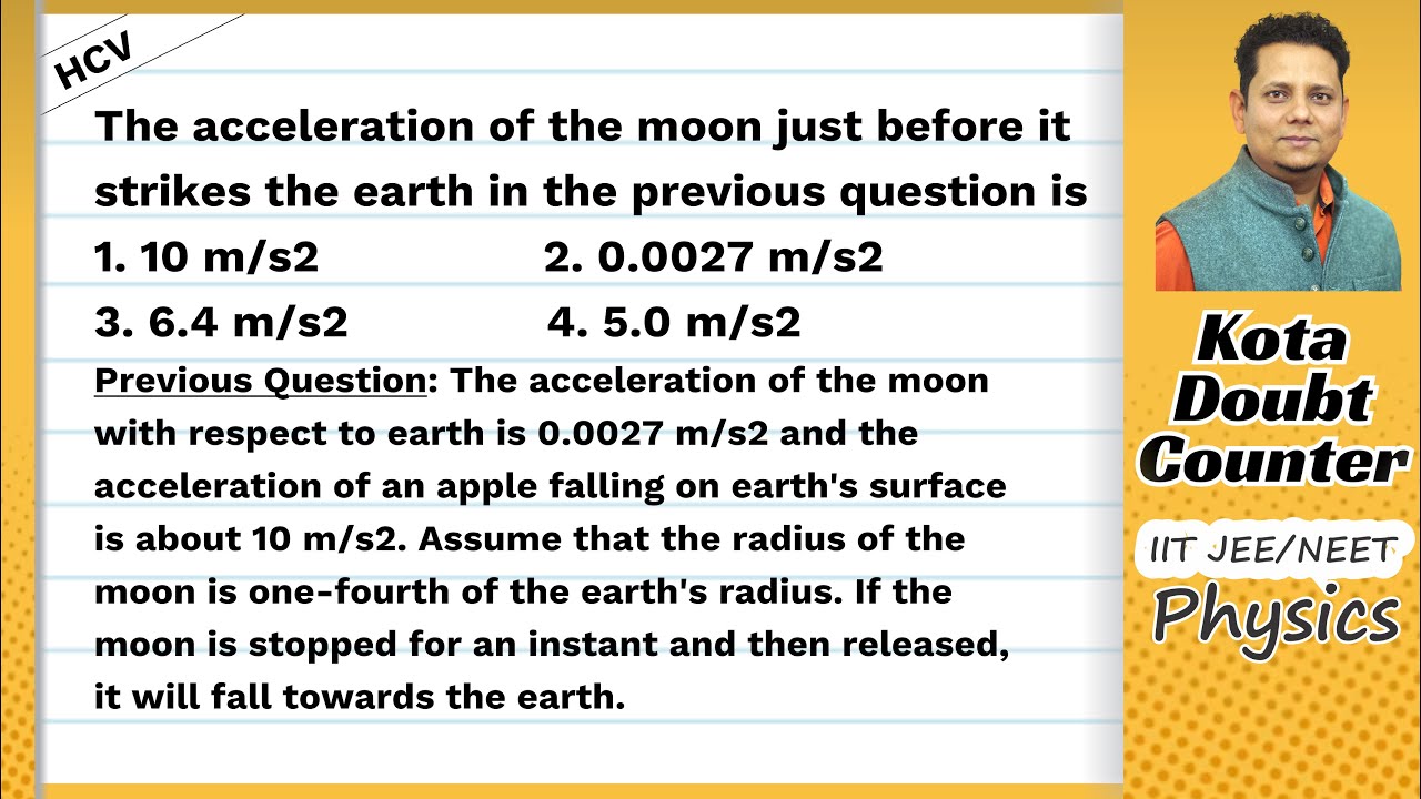 HCV: The acceleration of the moon just before it strikes the earth in ...