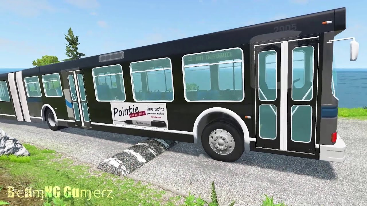 LONG BUS, CITY BUS, SCHOOL BUS Vs MASSIVE SPEED BUMPS - BeamNG.Drive ...