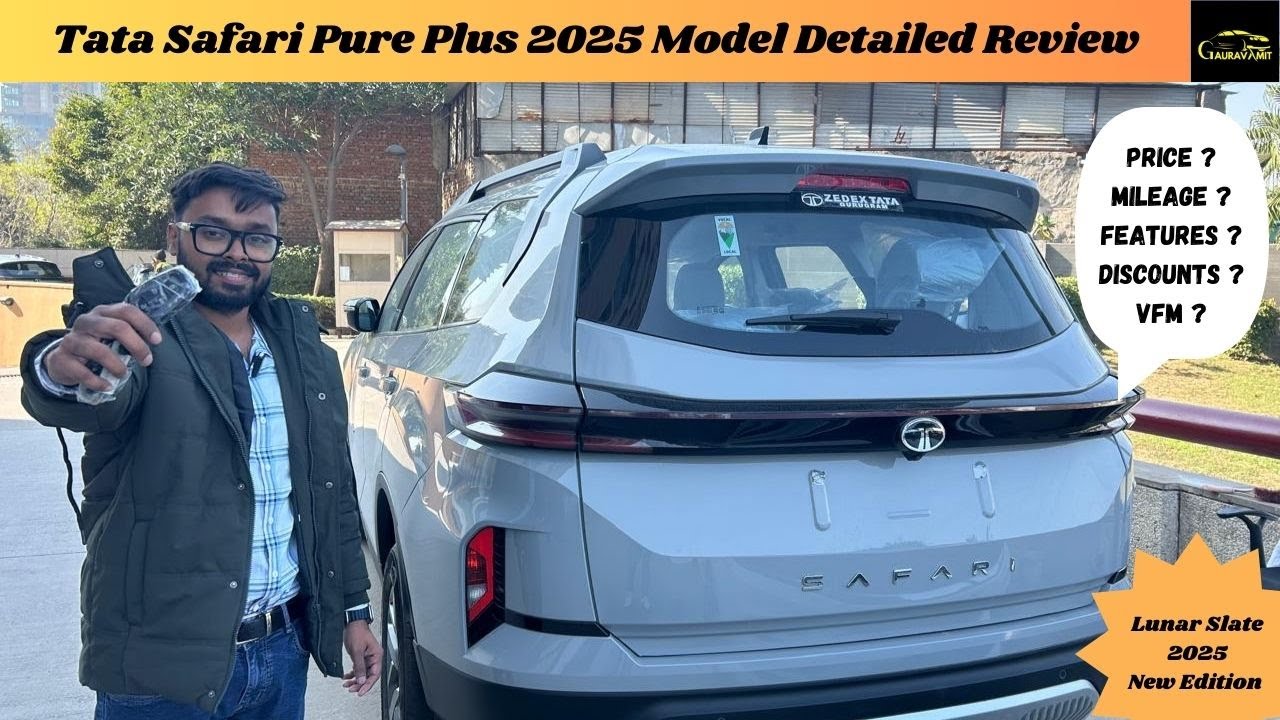 Tata Safari Pure Plus 2025 New Model Review | Safari Lunar Slate # ...