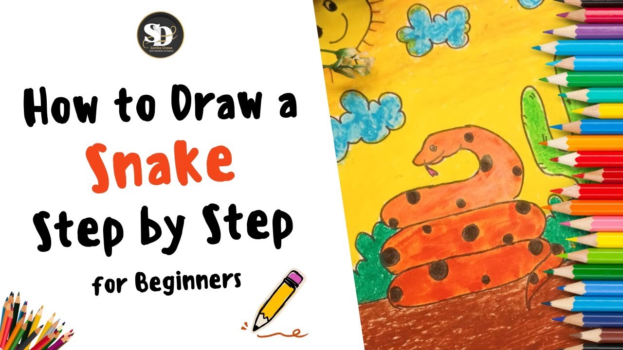 How to Draw a Snake 🐍 | Step by Step Drawing for Beginners | Easy Snake ...