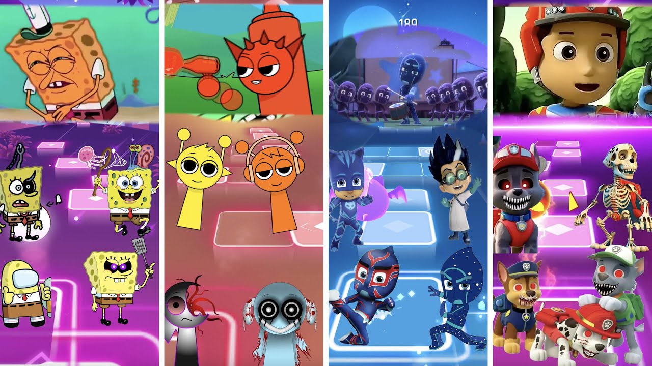 Spongebob 🆚 Incredibox Sprunki 🆚 Pj Masks 🆚 Paw Patrol | Tiles Hop ...