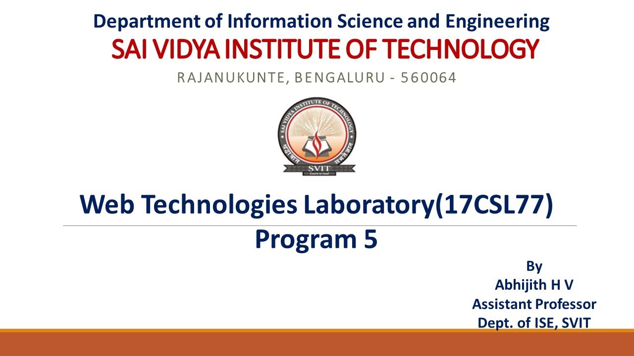 VTU Web Technologies Laboratory (17CSL77) Program 5 - YouTube