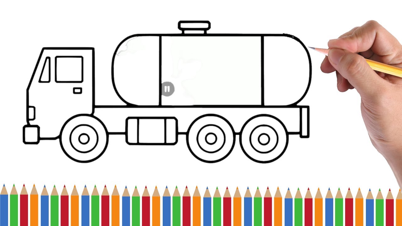 How To Draw A Fuel Truck - Easy Drawing Step By Step - YouTube