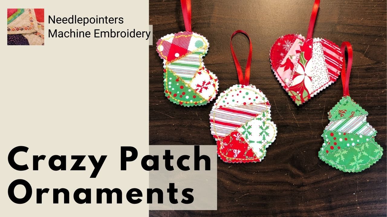 Crazy Patch Ornaments In-the-Hoop Machine Embroidery Design - YouTube