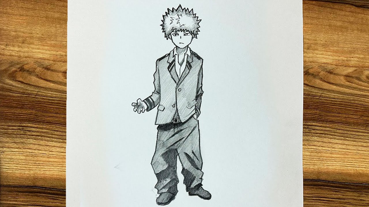 How to draw Katsuki Bakugo full body || Pencil sketch for beginners ...