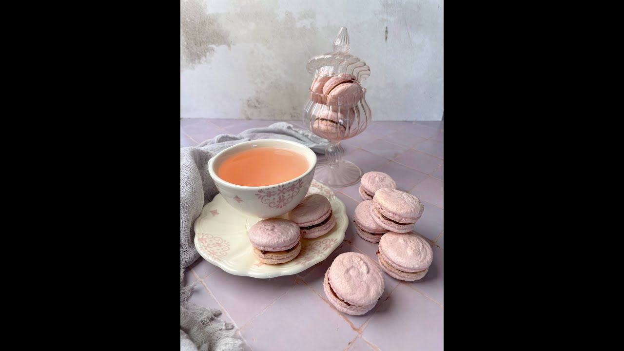 Pink French Macaron DIY Baking Kit with Strawberry Rose Jam Filling ...