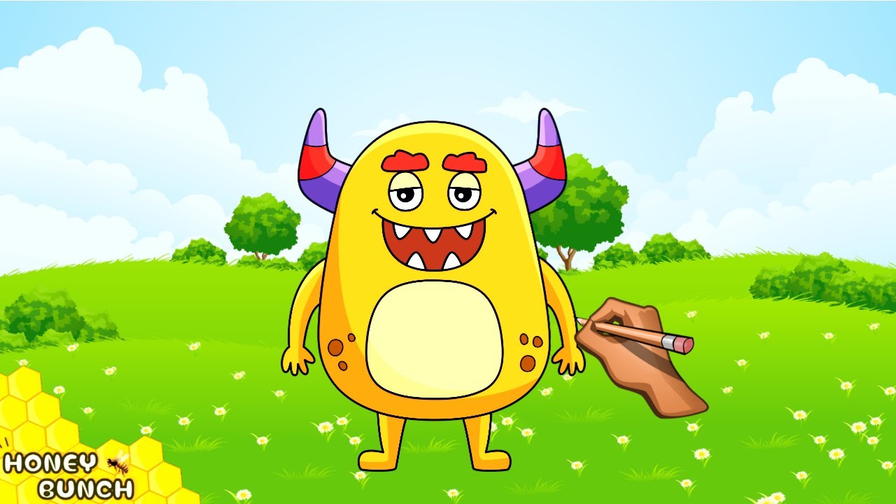 Mustard Horn monster drawing | Halloween drawing | Monster drawing ...