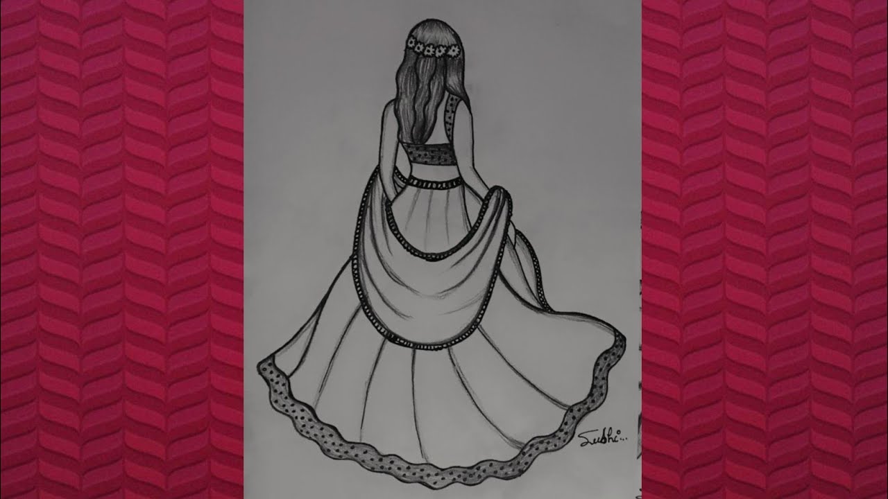 How to Draw a fashion Girl/Girls drawing Lehnga chunni design 👍😊 by ...