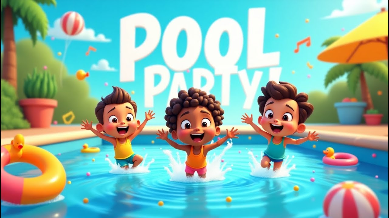☀️⛱ Pool Party Song for Kids | Fun Nursery Rhyme with Splashes, Laughs ...