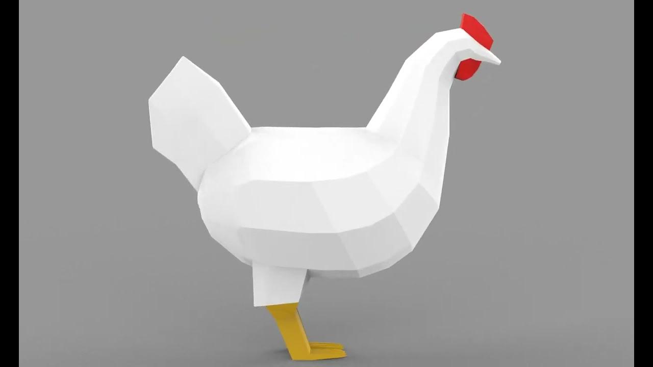 low poly CHICKEN 360 animation - YouTube